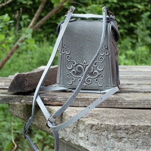Gray Genuine Leather Shoulder Bag, Grey Crossbody Bag, Boho Messenger ...