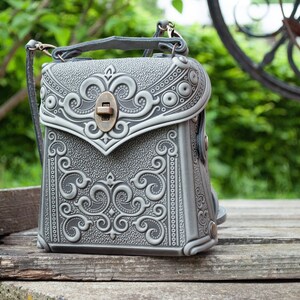 Gray Genuine Leather Shoulder Bag, Grey Crossbody Bag, Boho Messenger ...
