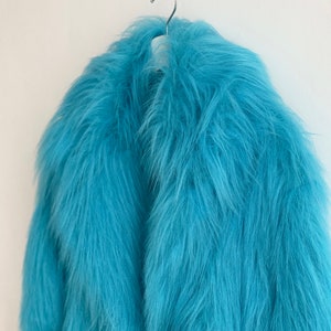 Turquoise Shaggy Fur Coat, Fluffy Jacket, Furry, 100% Polyester, Vegan ...