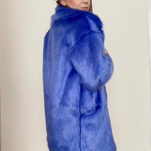 Royal Blue, Indigo Blue Luxury Fur Coat. Faux Fur, Vegan, Cruelty Free ...