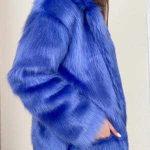 Royal Blue, Indigo Blue Luxury Fur Coat. Faux Fur, Vegan, Cruelty Free ...