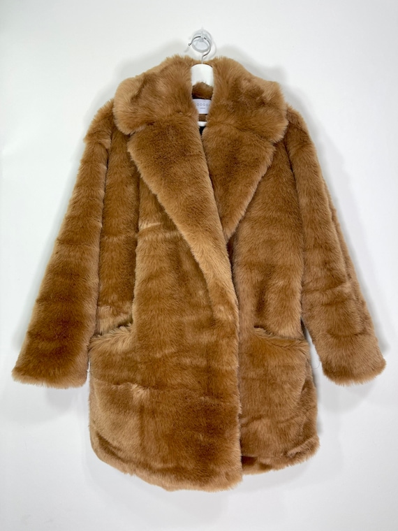 Light Brown Fur Coat Fluffy Jacket Furry 100% Polyester | Etsy