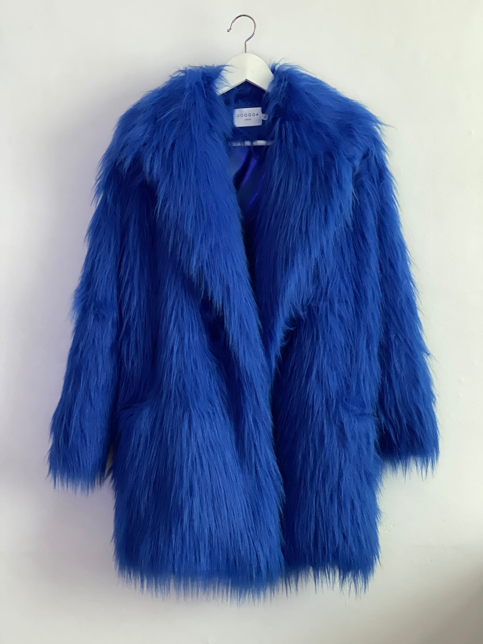 Deep Electric Blue Shaggy Fur Coat, Fluffy Jacket, Furry, 100% ...