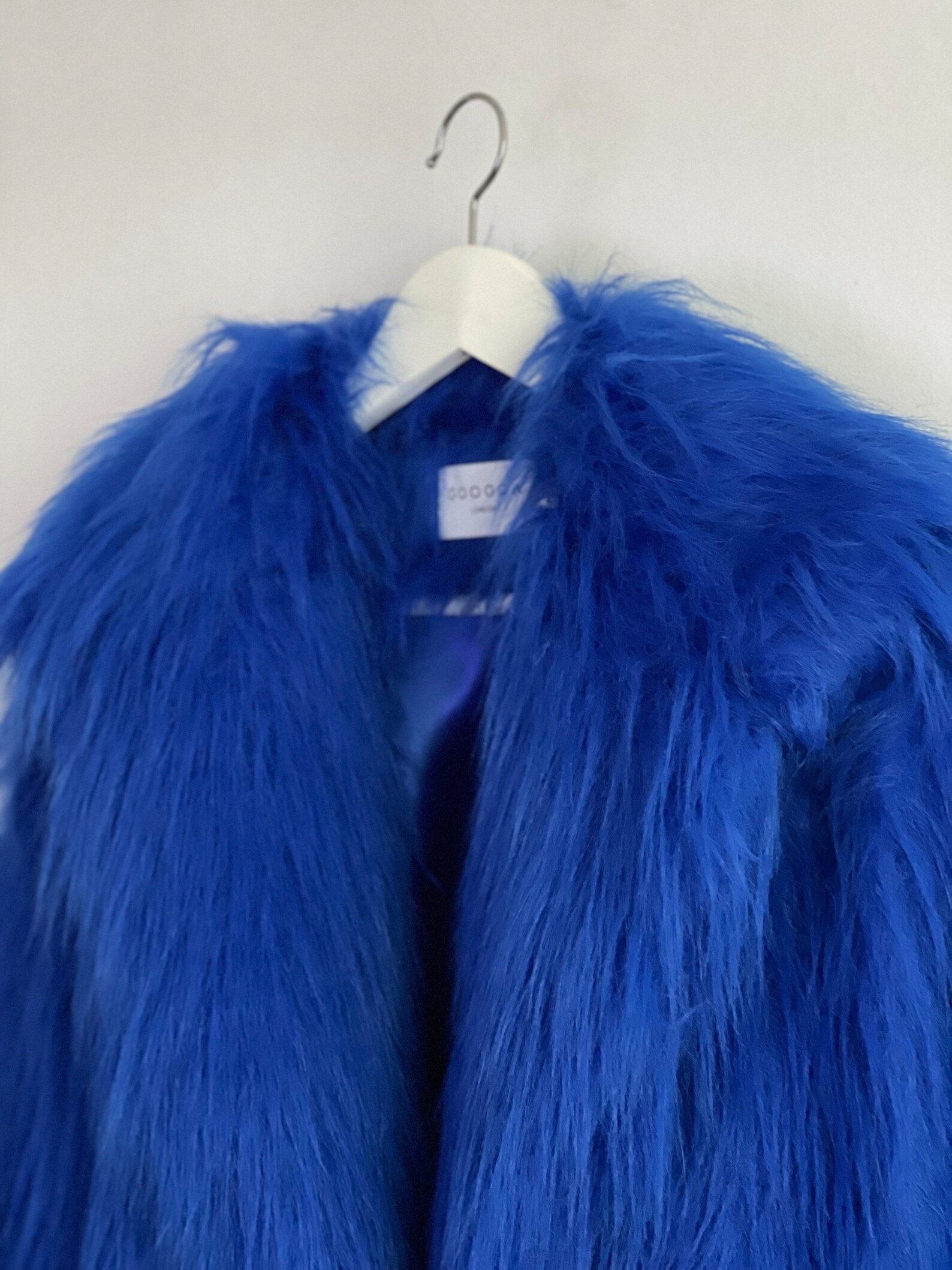 Deep Electric Blue Shaggy Fur Coat, Fluffy Jacket, Furry, 100% ...