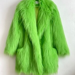 Lime Green Faux Fur Coat: Handmade Oversize Fluffy Jacket - Etsy