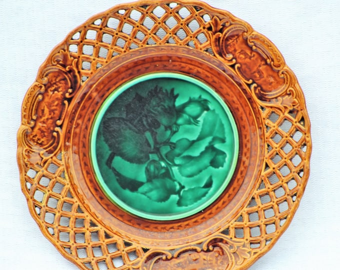 Antique French "emaux Ombrants” Plate Rubelles Faience Pottery Brown ...