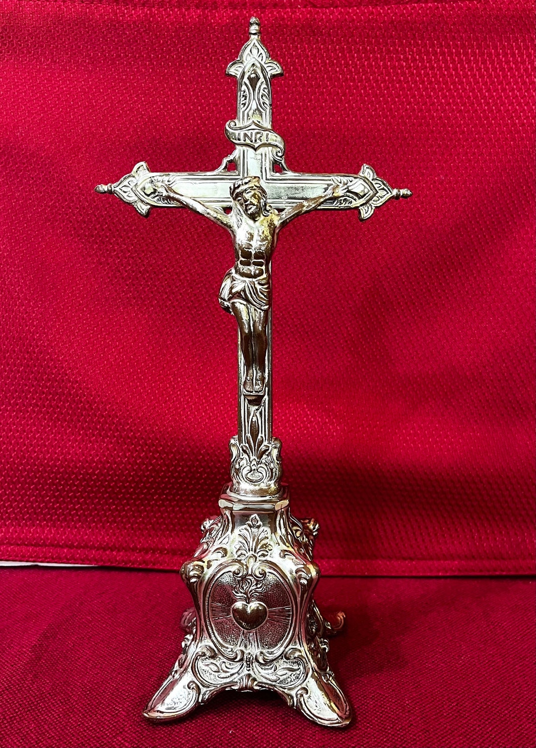 Standing Crucifix Cold-cast Bronze, INRI, Jesus on the Cross, Religious ...