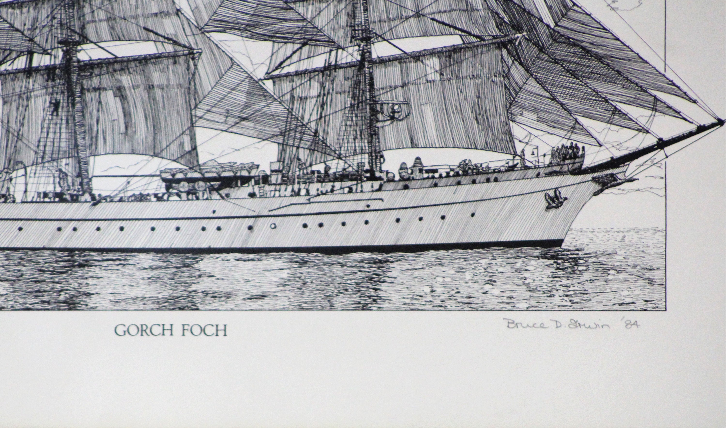 Nautical Line Drawing Sailing Ships Gorch Foch Bruce D - Etsy