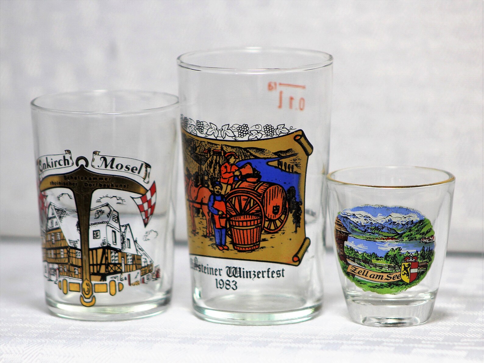 3 Vintage Austrian and German Shot Glasses or Wine Tasting Glasses ...