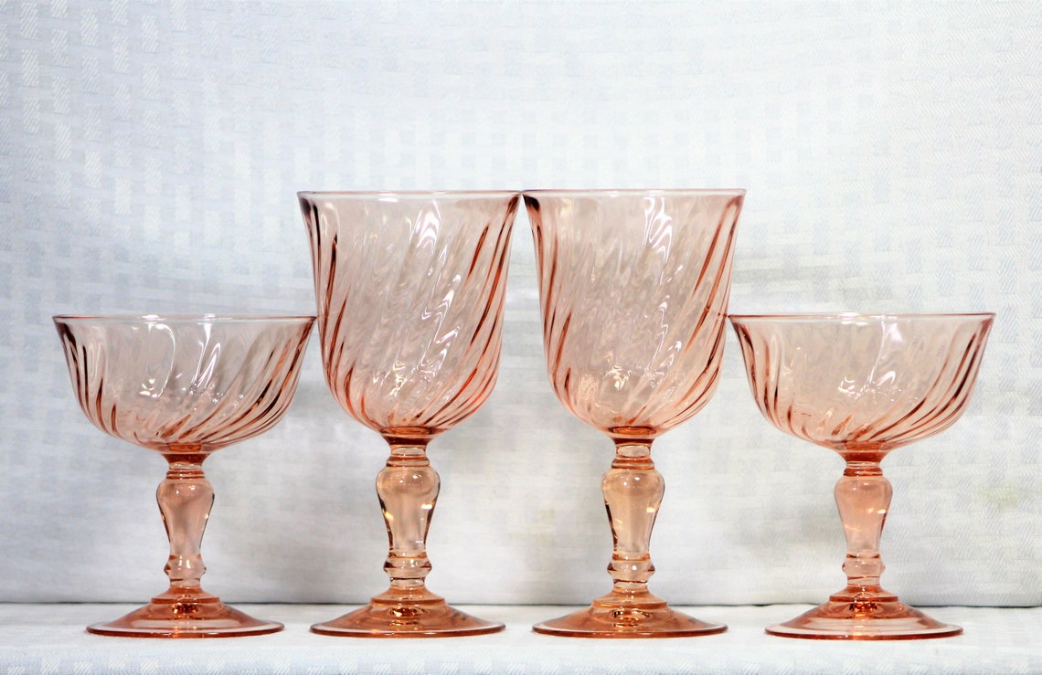 Arcoroc France Rosaline Dinnerware Set Optic Pink Swirl - Etsy