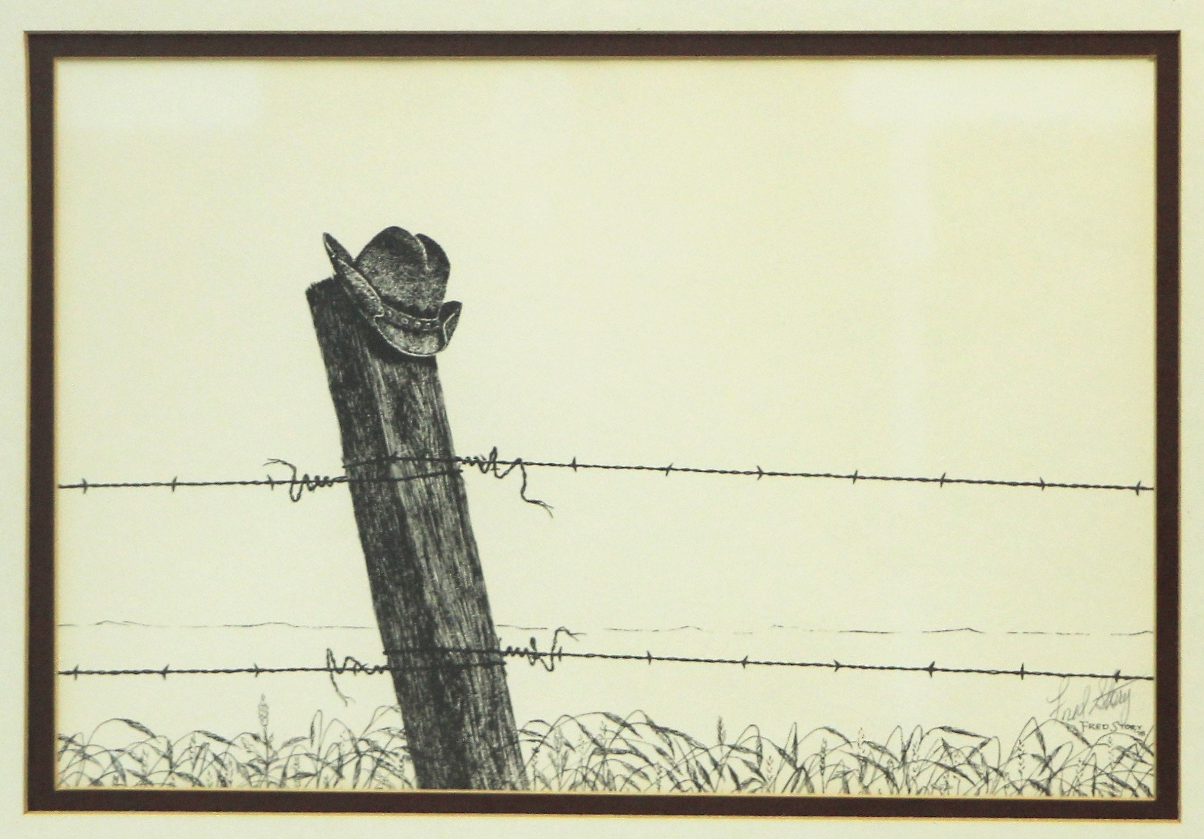 Artwork Of Barbed Wire On Fence Posts USA, Washington State, Whitman