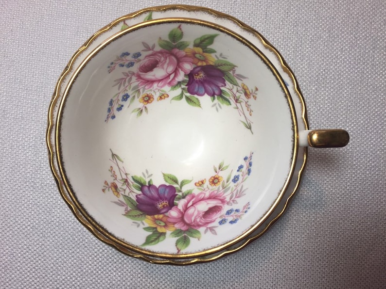 Hudson Middleton Bone China Tea Cup and Saucer, Spring Floral, Gold ...