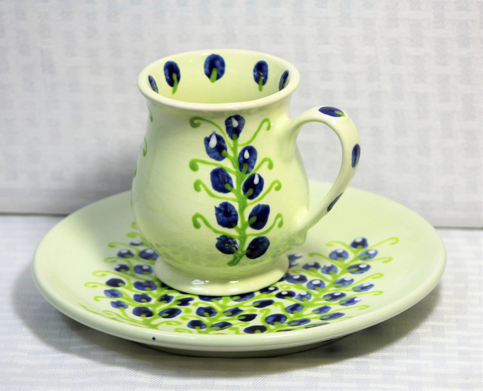 Hand Painted Texas Bluebonnet Plates and Mugs Celina by | Etsy