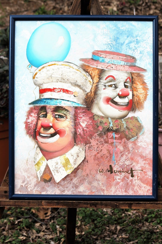 William Moninet Two Clowns Signed Original Oil Painting on | Etsy