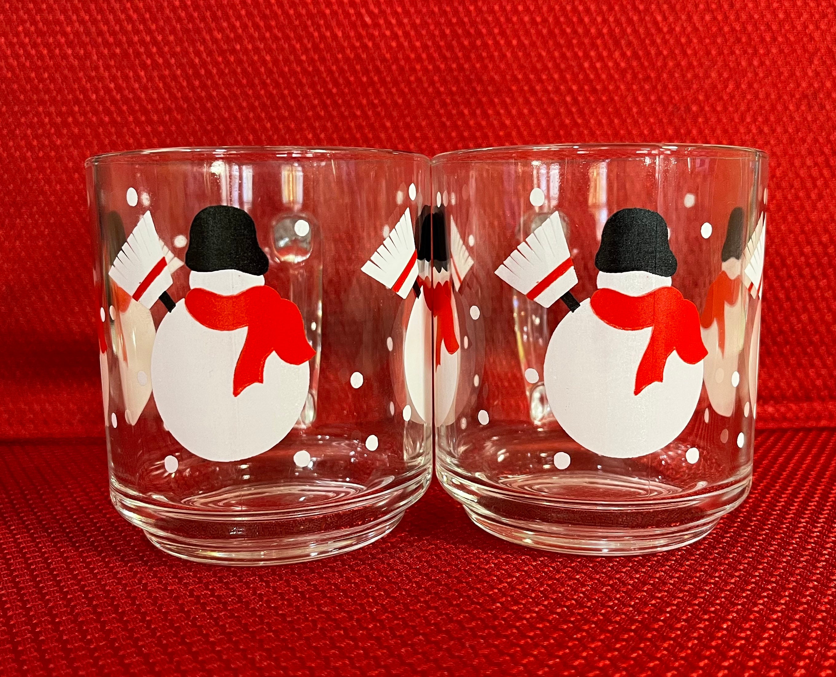 Vintage Snowman Mugs by Luminarc, Christmas Decor, Made in France, Set ...