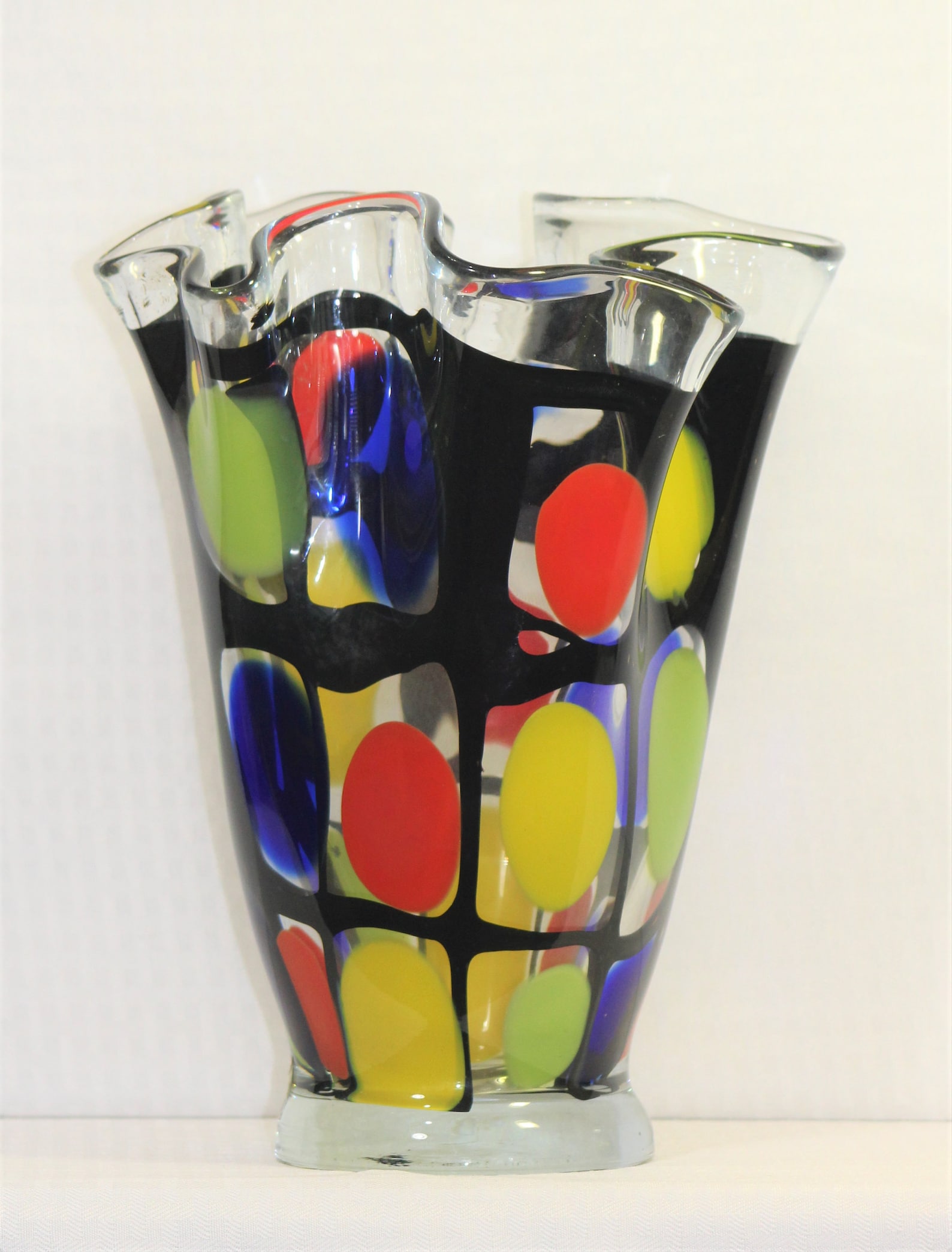 Mihai Topescu Hand Blown Colorful Ruffled Vase Art Glass - Etsy