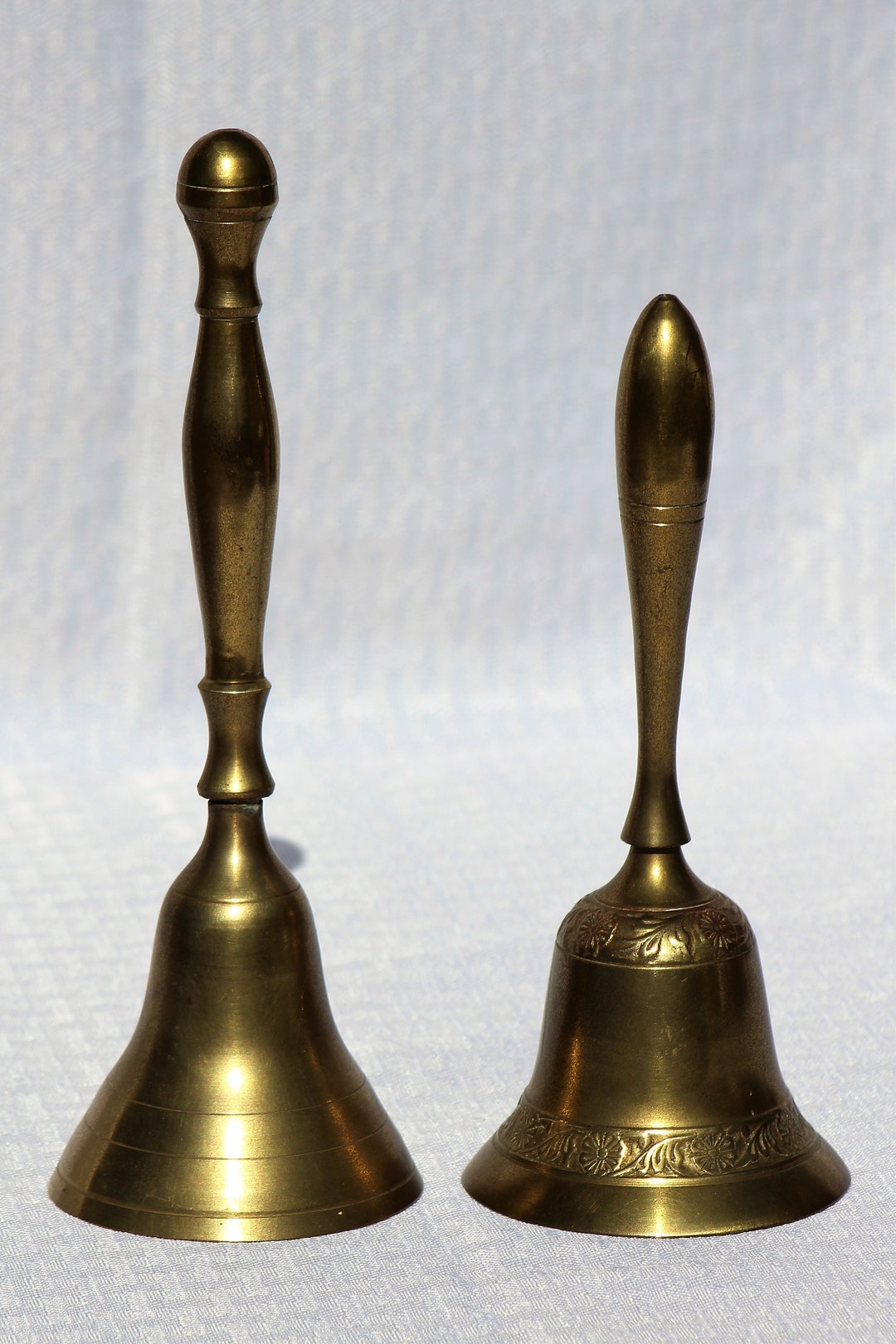Vintage Solid Brass Bells: Concentric Rings & Raised Flowers - Etsy