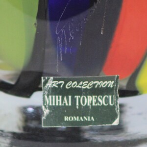 Mihai Topescu Hand Blown Colorful Ruffled Vase, Art Glass, Made in ...