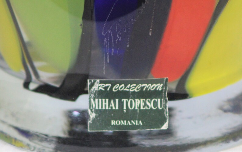 Mihai Topescu Hand Blown Colorful Ruffled Vase Art Glass - Etsy