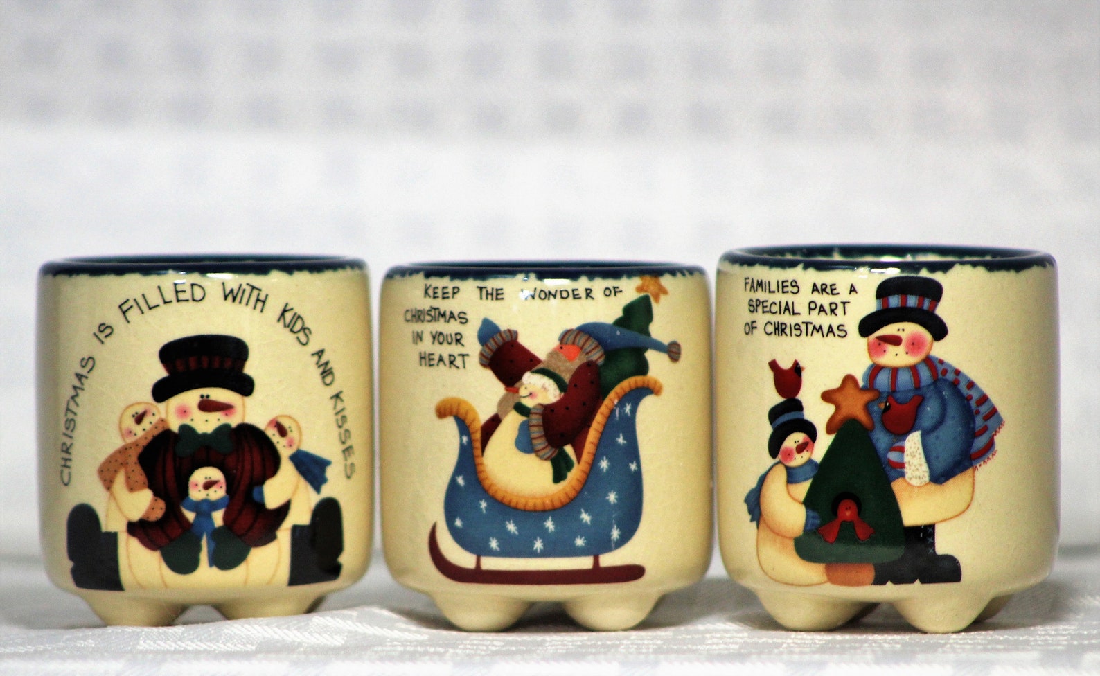 Happy Holidays Candle Crock Set Merry Christmas Inspirational - Etsy