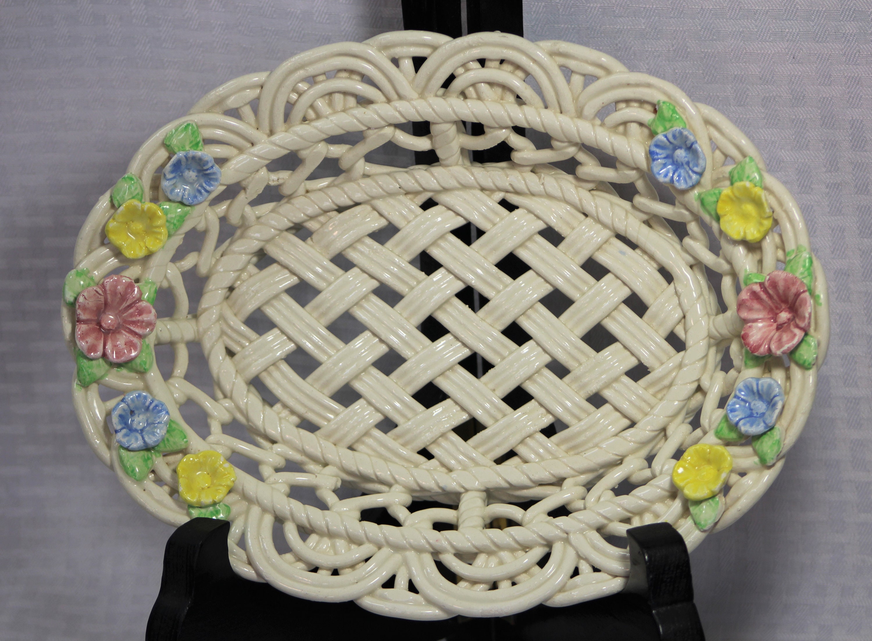 RARE Vintage Ceramic Basket Weave Oval Platter Handmade Woven | Etsy