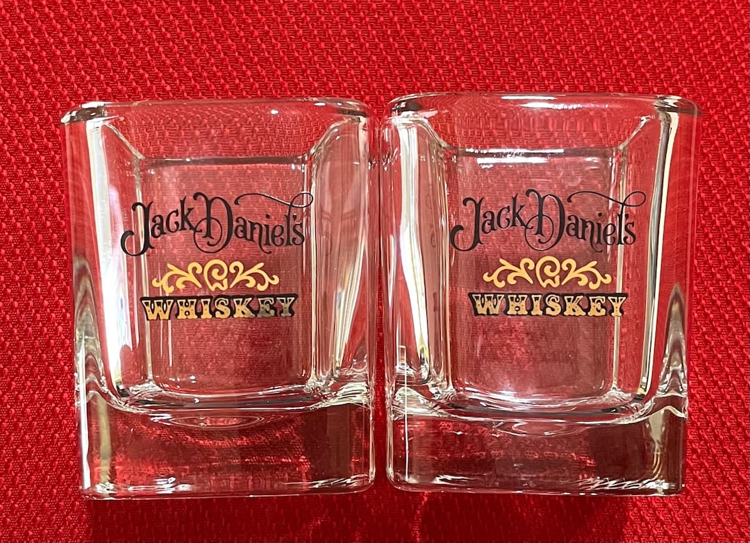 Jack Daniels Whiskey Glass 8oz, Square Rocks Glass, Vintage Drinkware ...