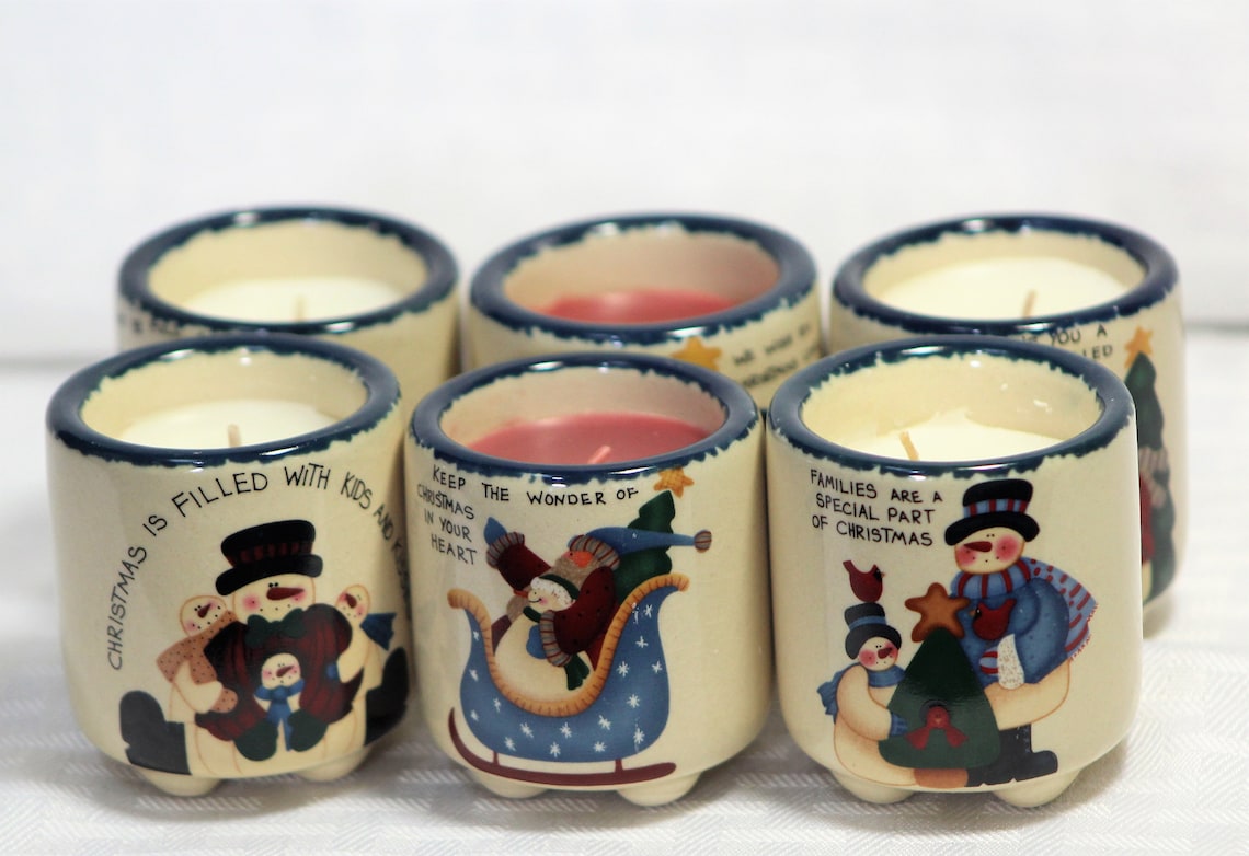 Happy Holidays Candle Crock Set Merry Christmas Inspirational - Etsy