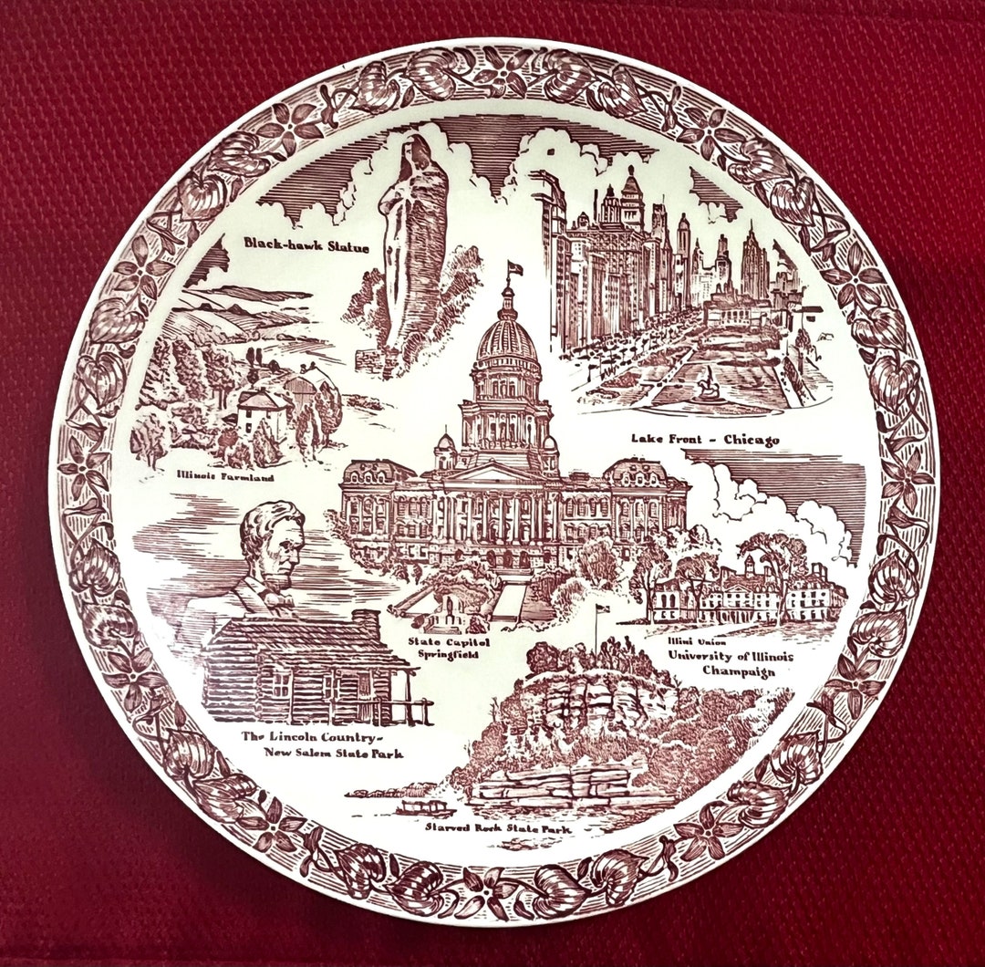 Illinois State Souvenir Plate, State Capitol Springfield, the Lincoln ...