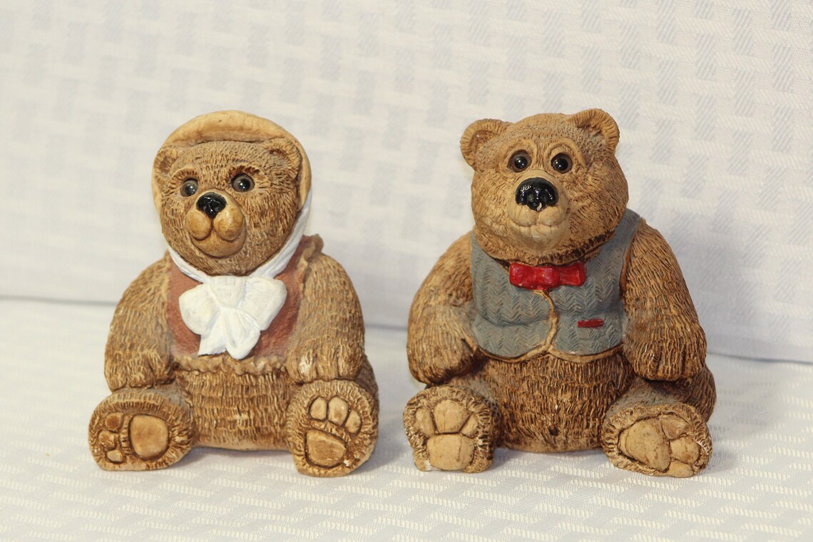 Vintage Stone Critters Collectible Teddy Bear Figurines - Etsy