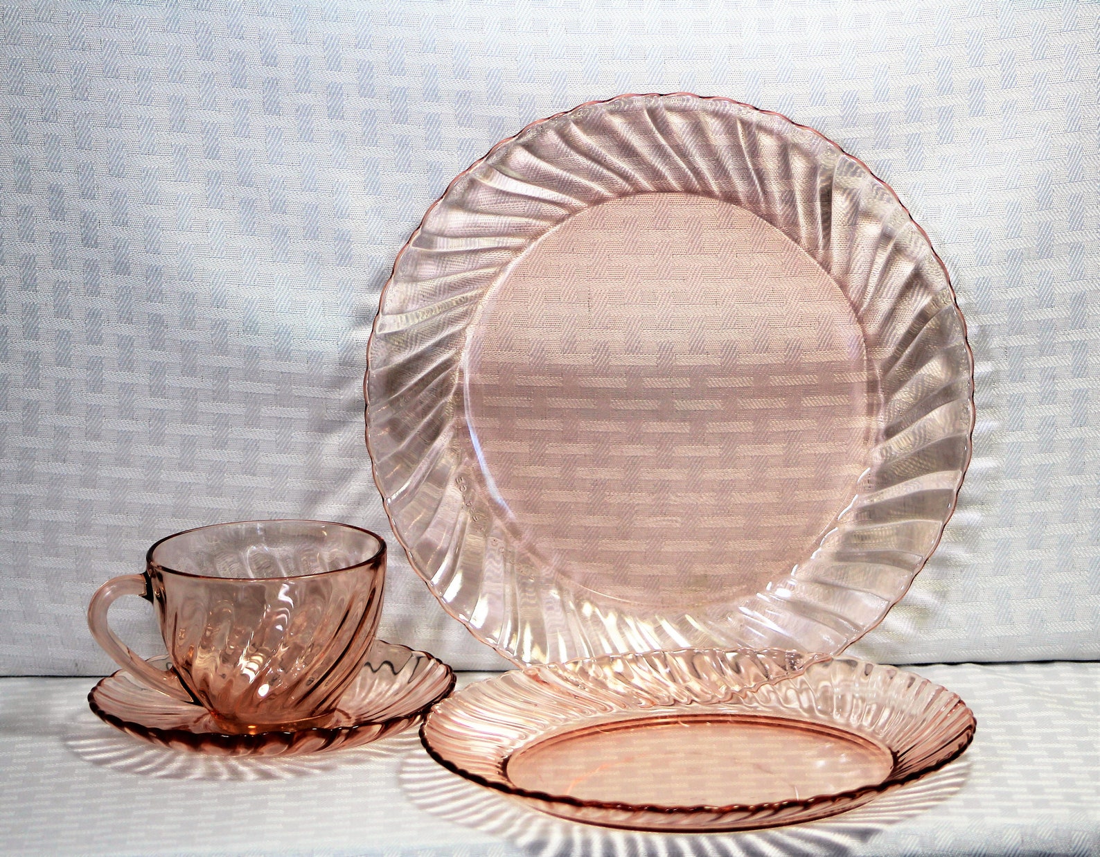 Arcoroc France Rosaline Dinnerware Set Optic Pink Swirl - Etsy