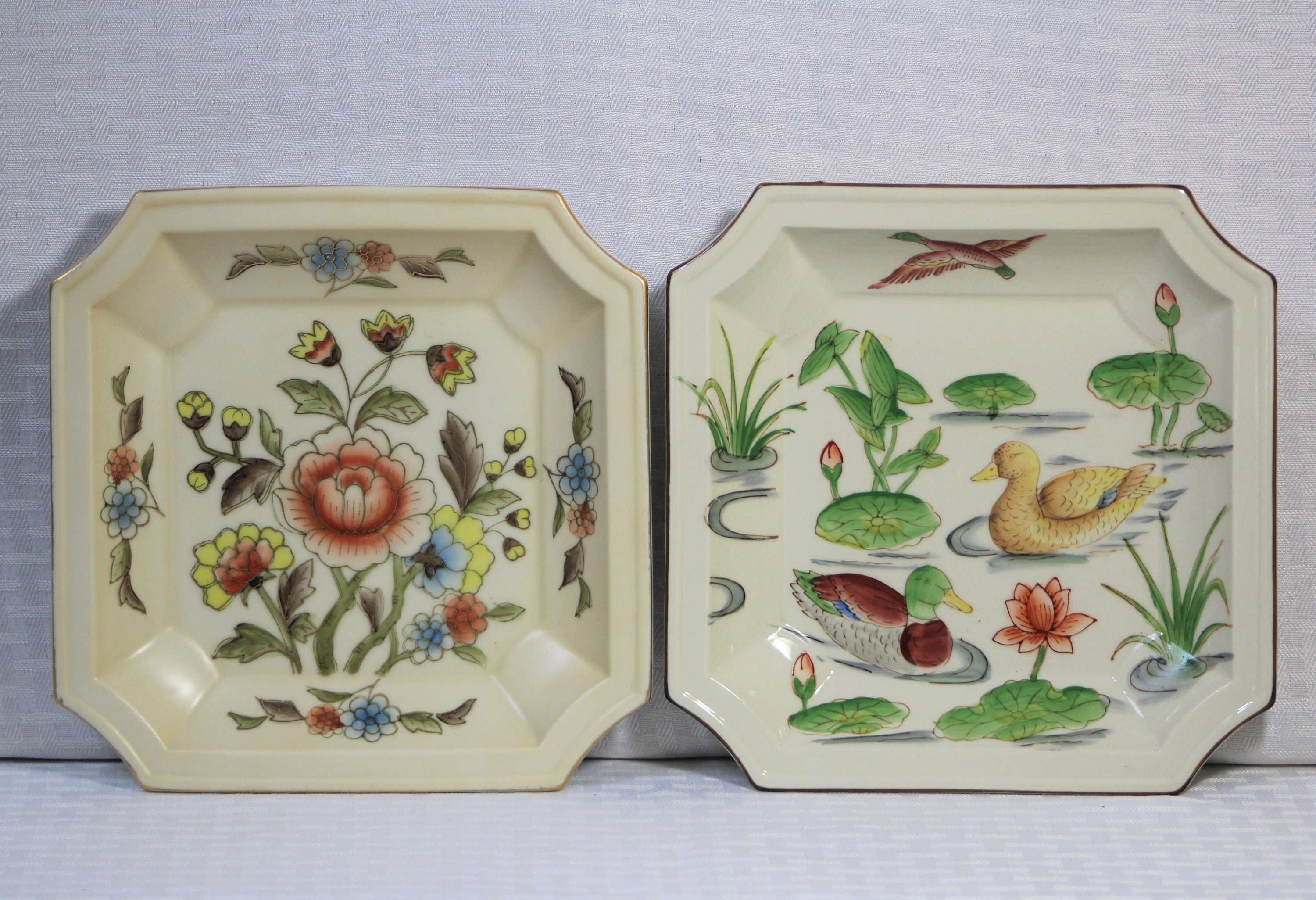 2 Japanese Square Porcelain Plates Andrea by Sadek Hand | Etsy