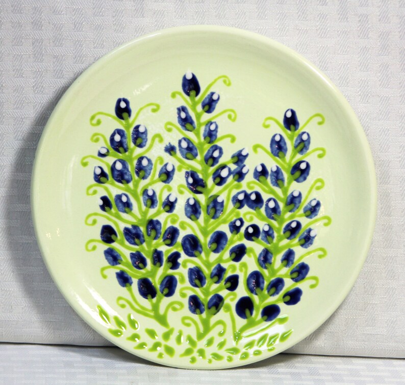 Hand Painted Texas Bluebonnet Plates and Mugs Celina by | Etsy