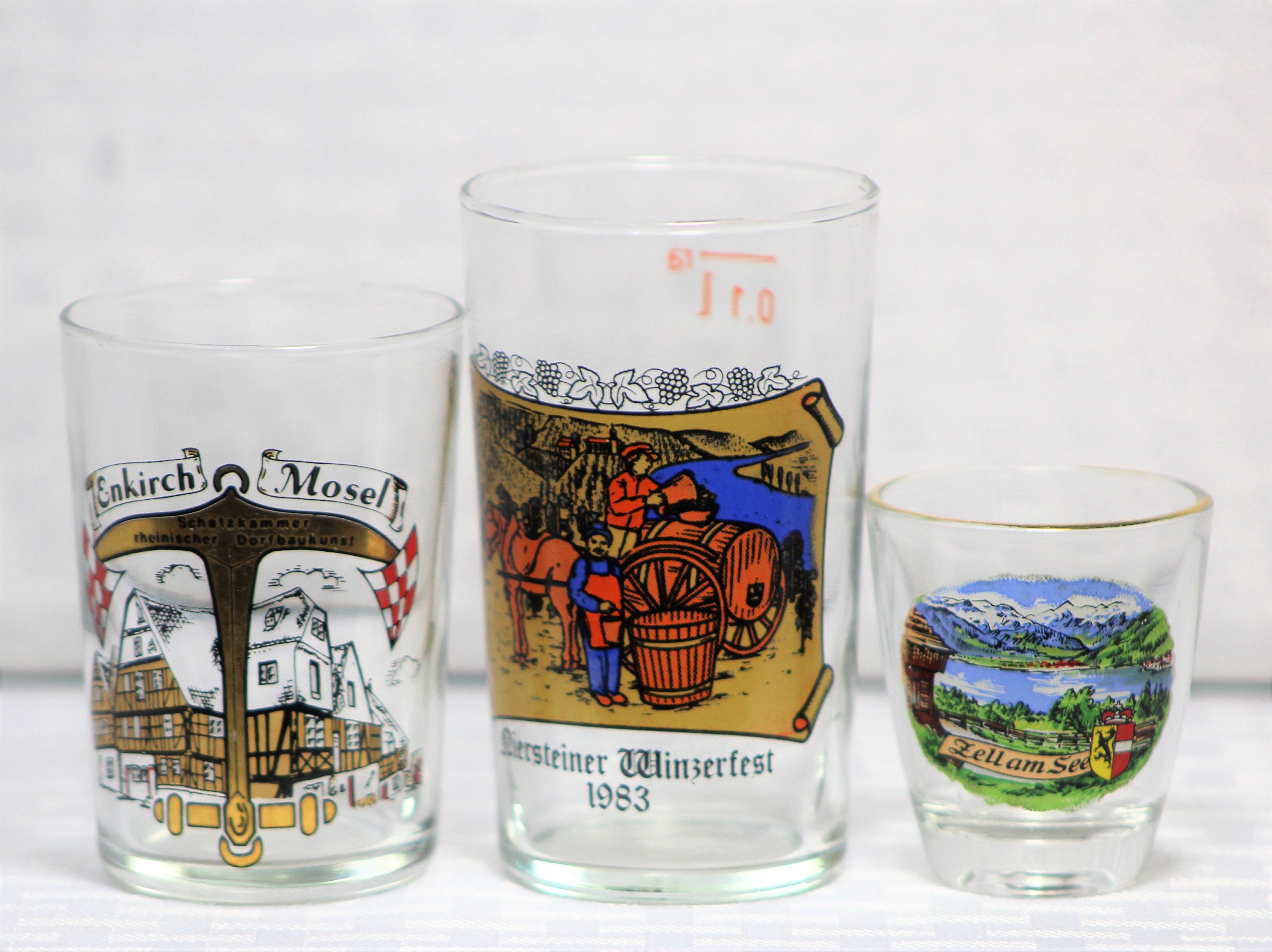 3 Vintage Austrian and German Shot Glasses or Wine Tasting Glasses ...