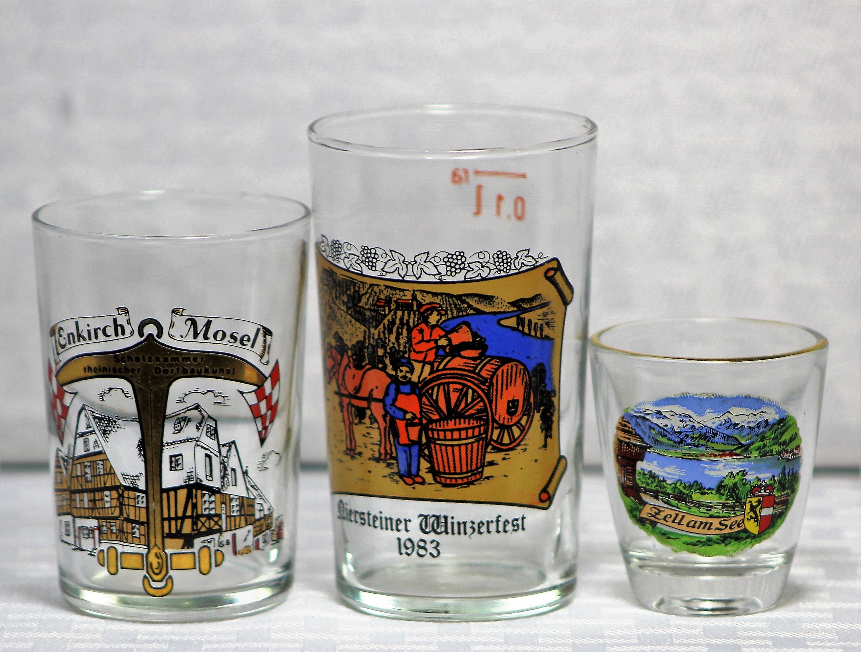 3 Vintage Austrian and German Shot Glasses or Wine Tasting Glasses ...