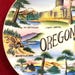 Oregon Souvenir State Plate, Hand Painted, Mt Hood, Mt Jefferson ...