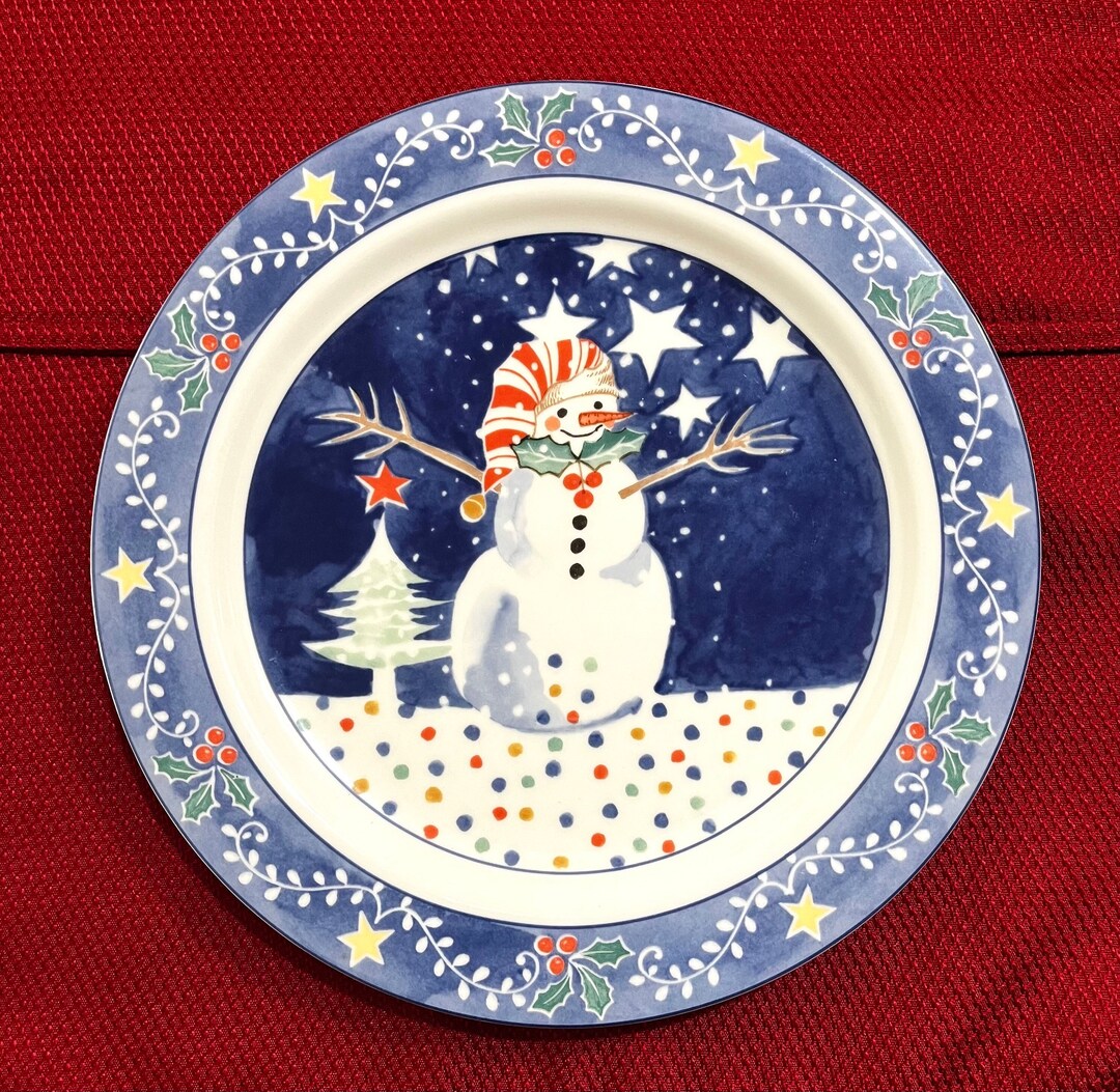 Mr Snowman Christmas Dinner Plates, 6 Piece, Epoch by Noritake, Stars ...