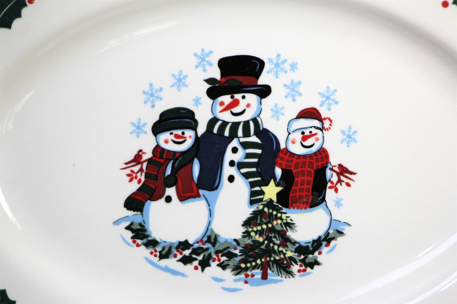 Snowman Christmas Serving Platter 14", Three Snowmen and a Christmas ...