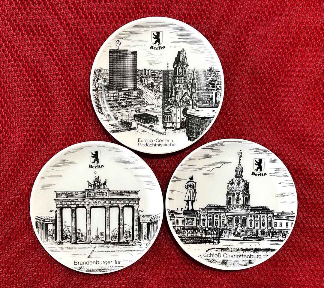 3 Berlin Souvenir Coasters, Charlottenburg Palace, Brandenburg Gate ...