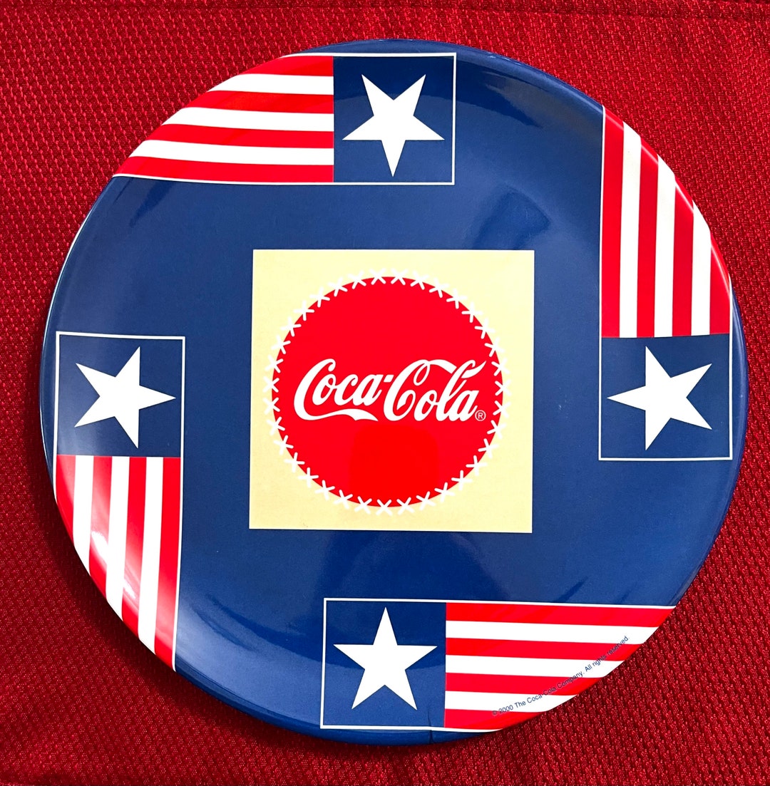 RARE Coca-cola Melamine Dinner Plates 2000, With Four American Flags ...
