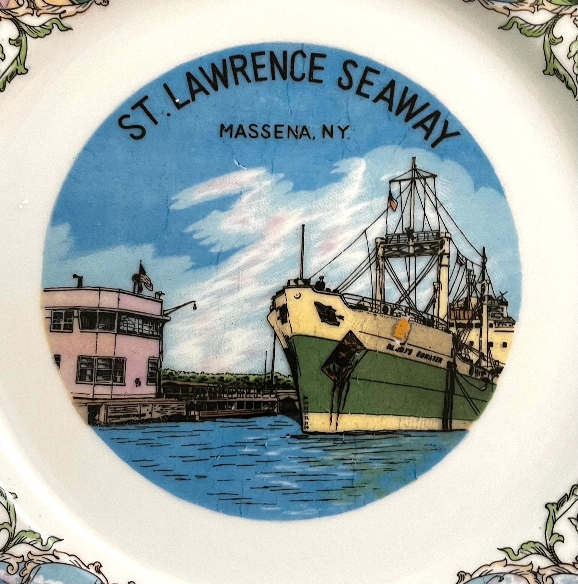 St Lawrence Seaway Souvenir Plate, Massena, New York, Hand Painted ...