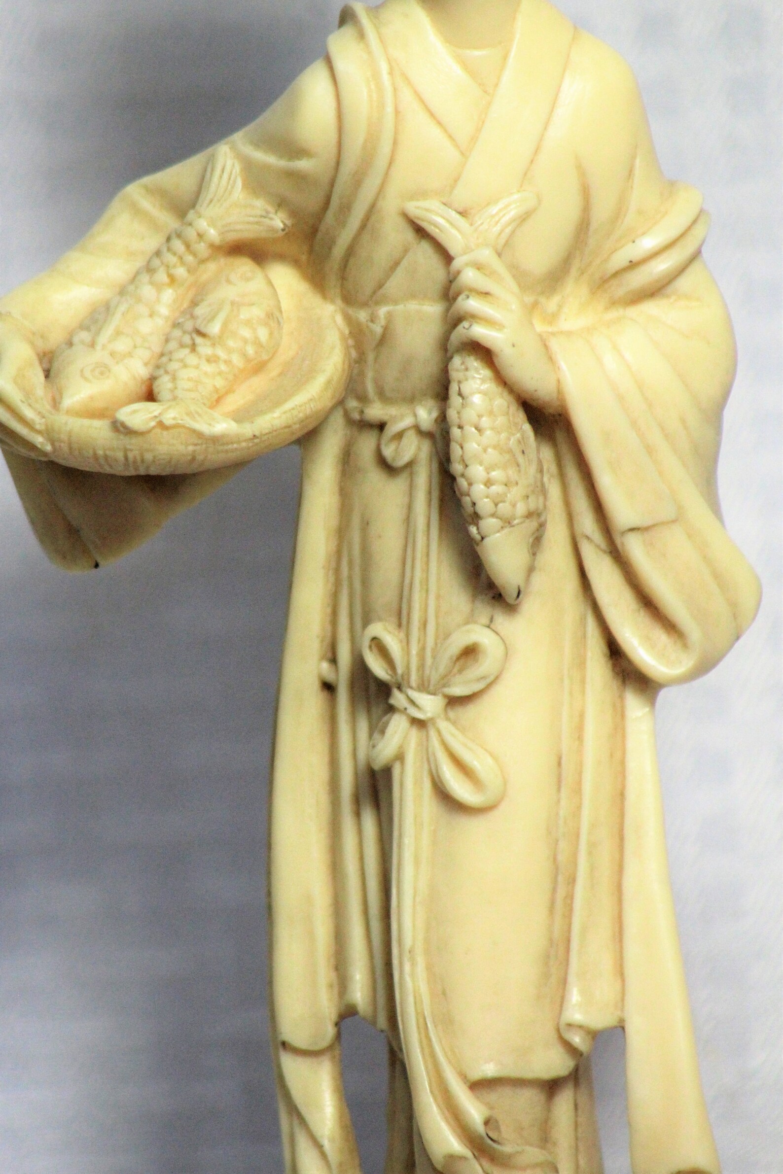 RARE Geisha Sculpture or Figurine of a Fish Seller Atop Wood - Etsy