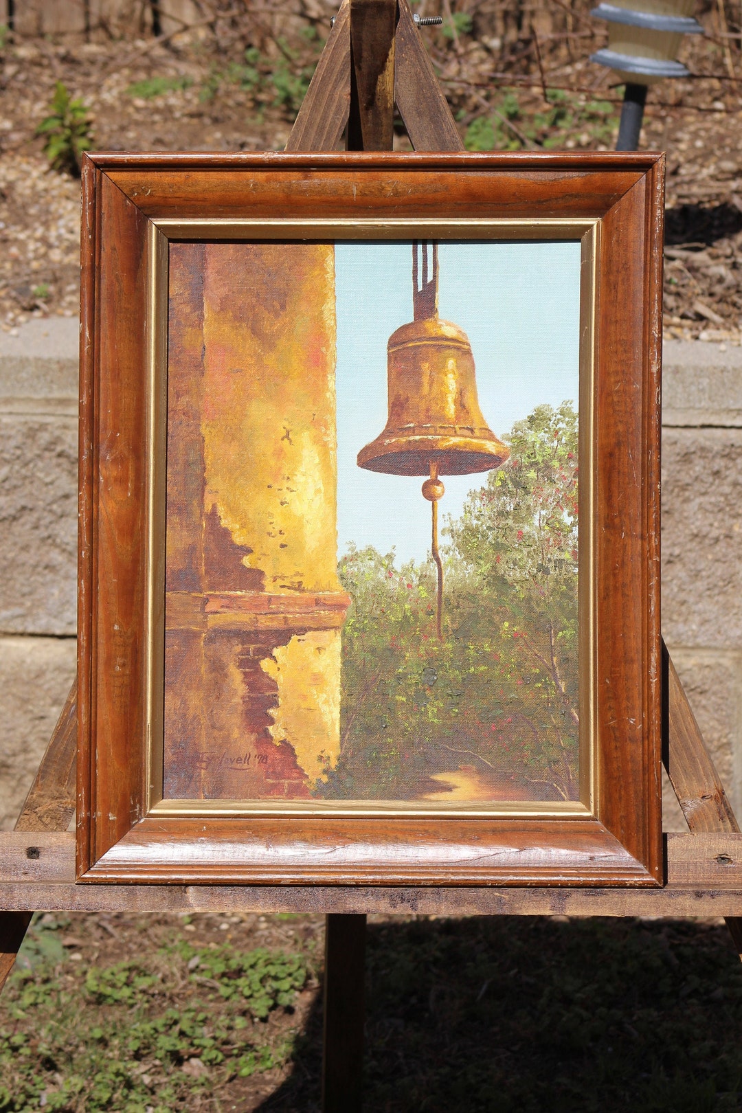 Original Oil Painting of an Old Brass Bell Hanging Outside, Brass Bell ...