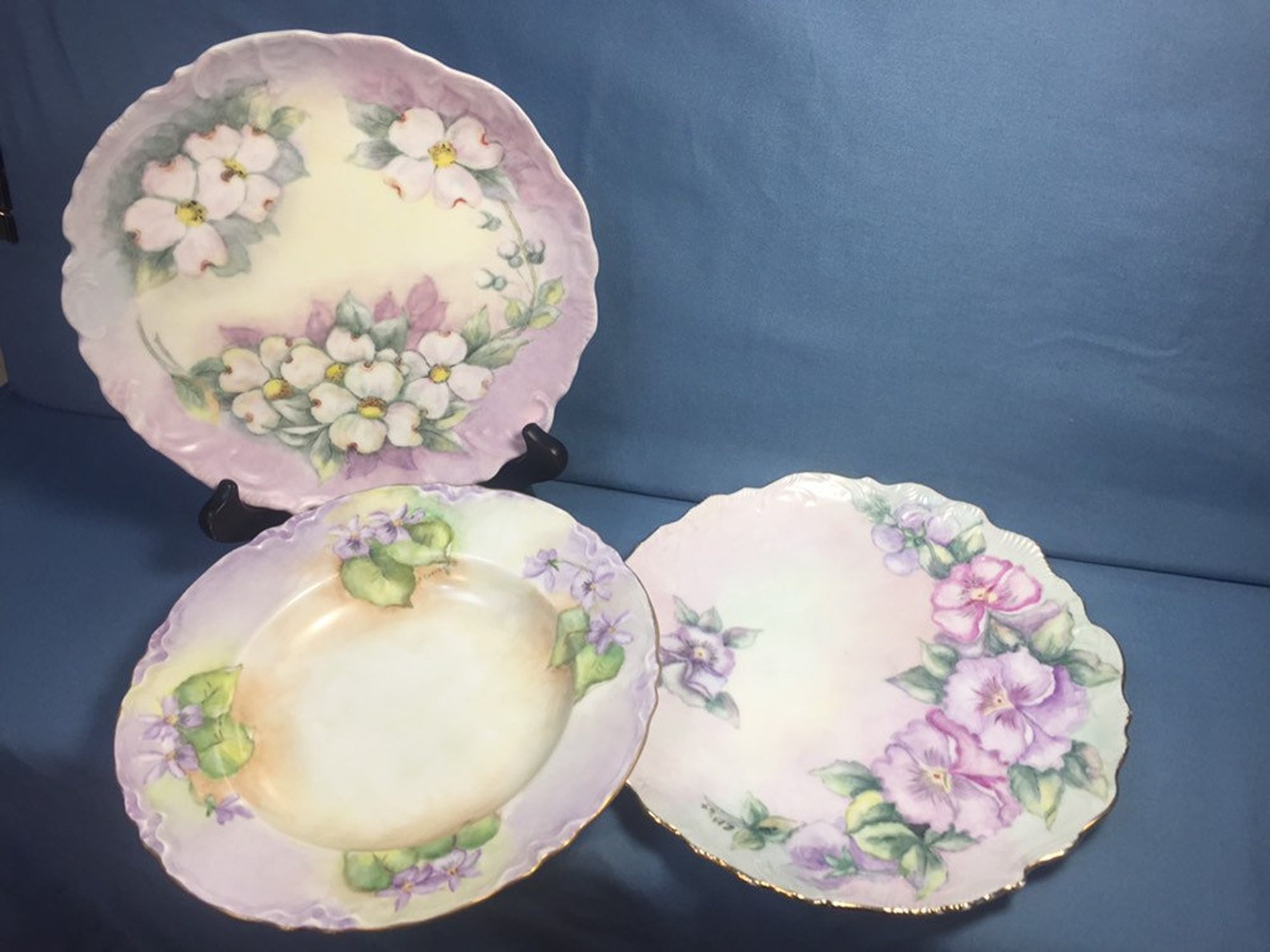 Vintage Hand Painted Porcelain Plates and Soup Bowl Floral - Etsy