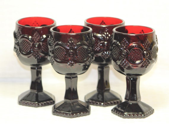 Avon Cape Cod Goblets Ruby Red 1876 Replicas Vintage | Etsy