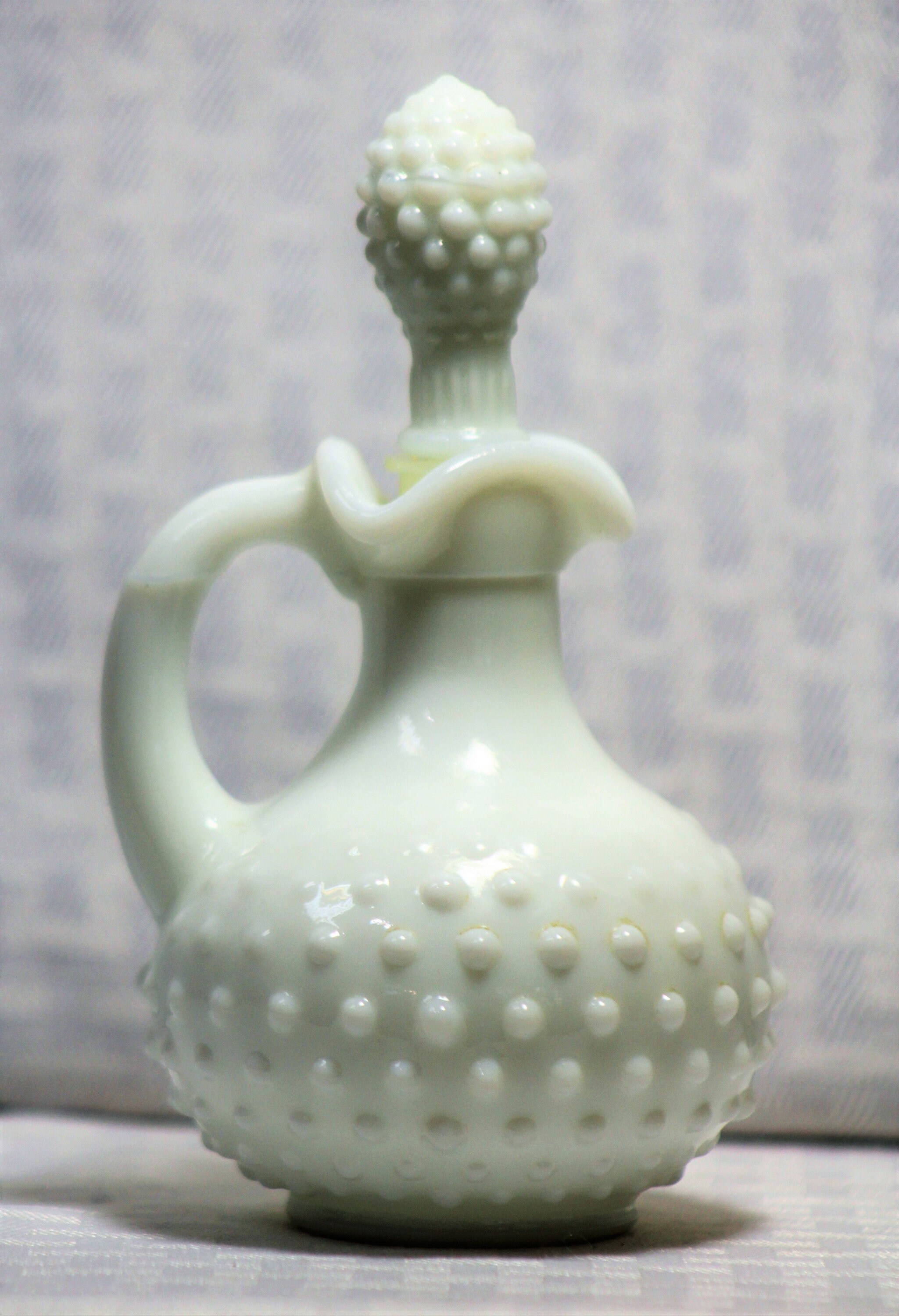 Vintage Avon Hobnail Milk Glass Decanter Perfume Bottle Bath Oil