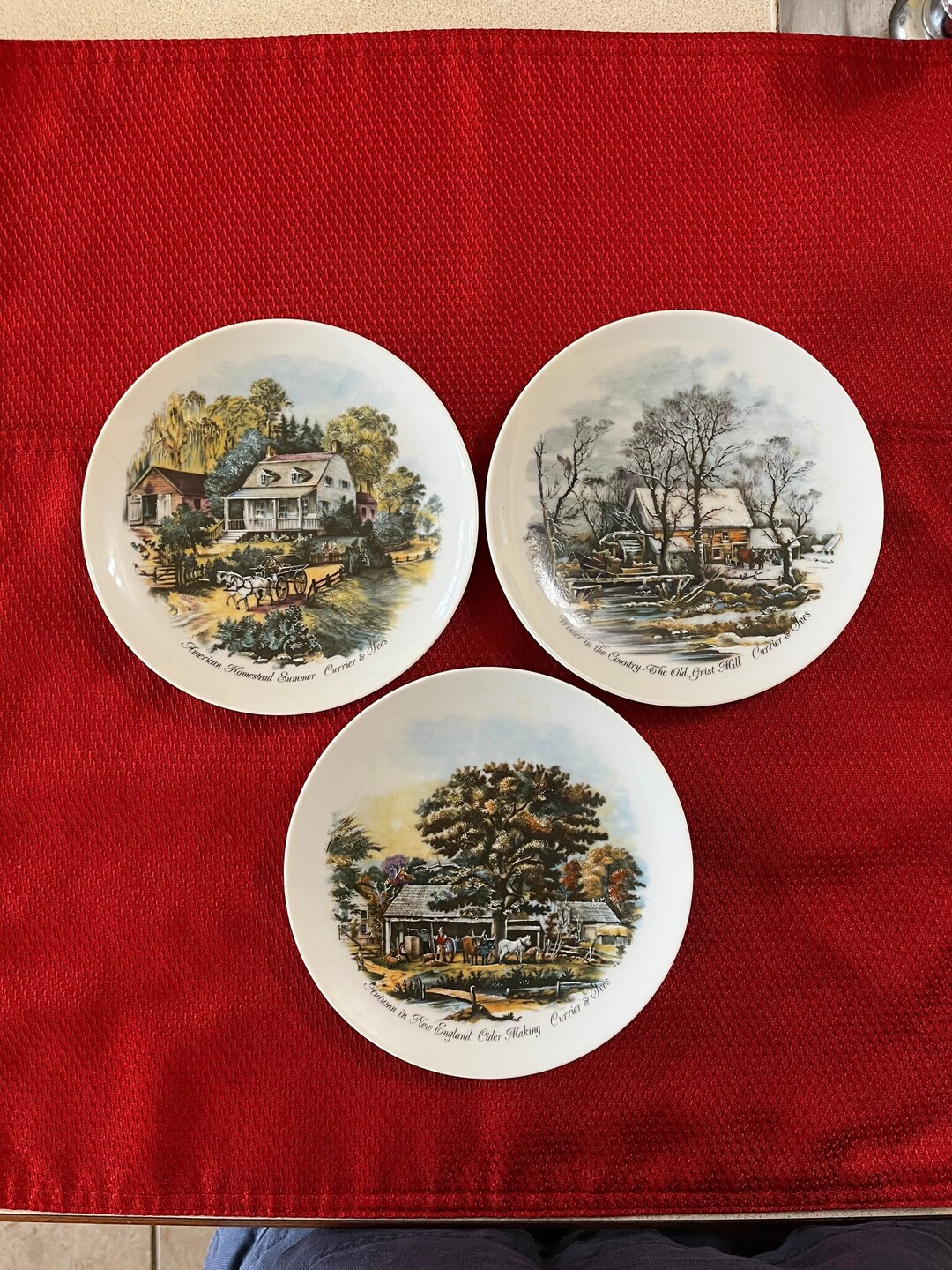 3 Currier & Ives Collectible Plates, American Homestead Summer, Winter ...