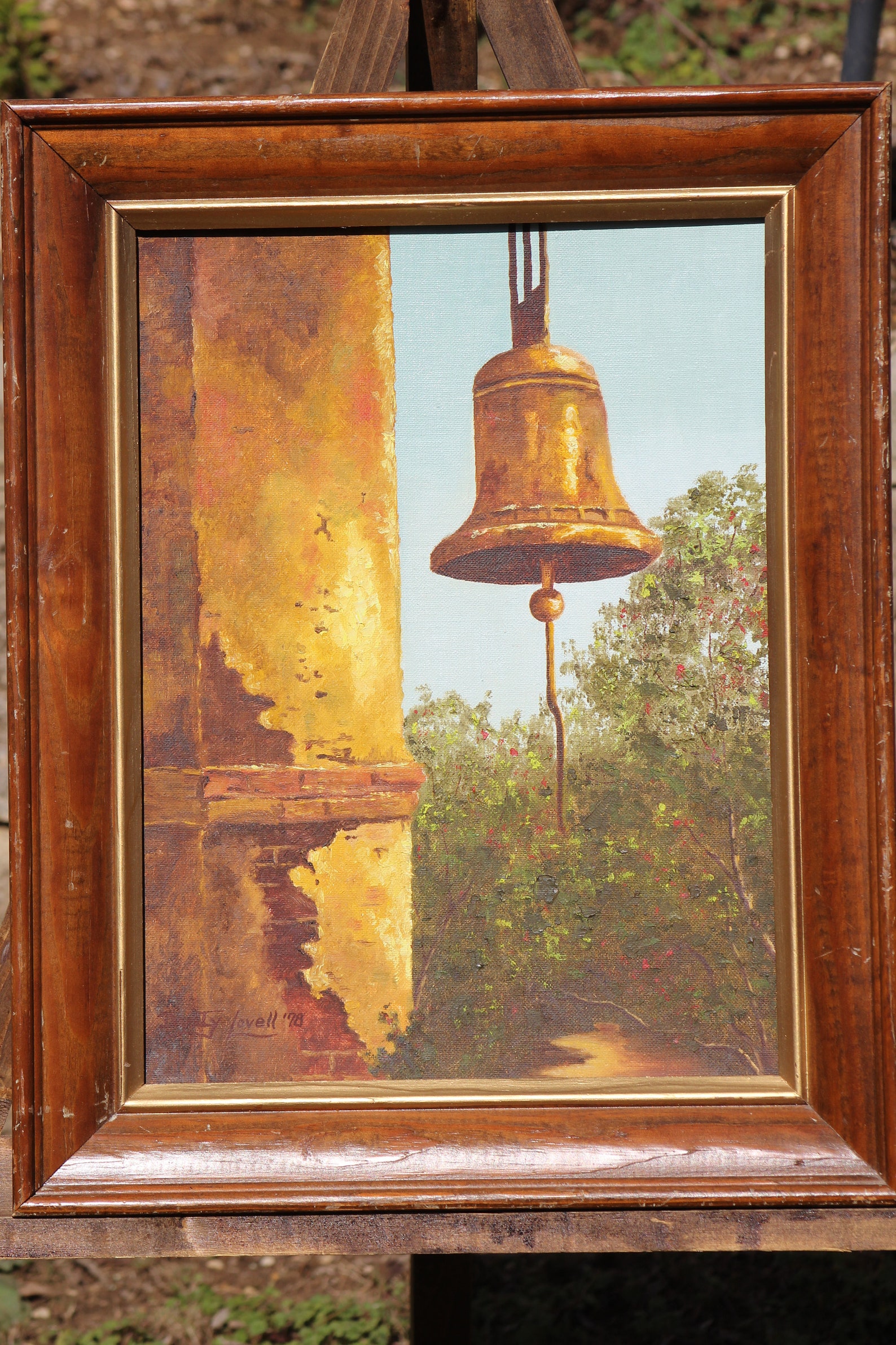 Original Oil Painting of an Old Brass Bell Hanging Outside | Etsy