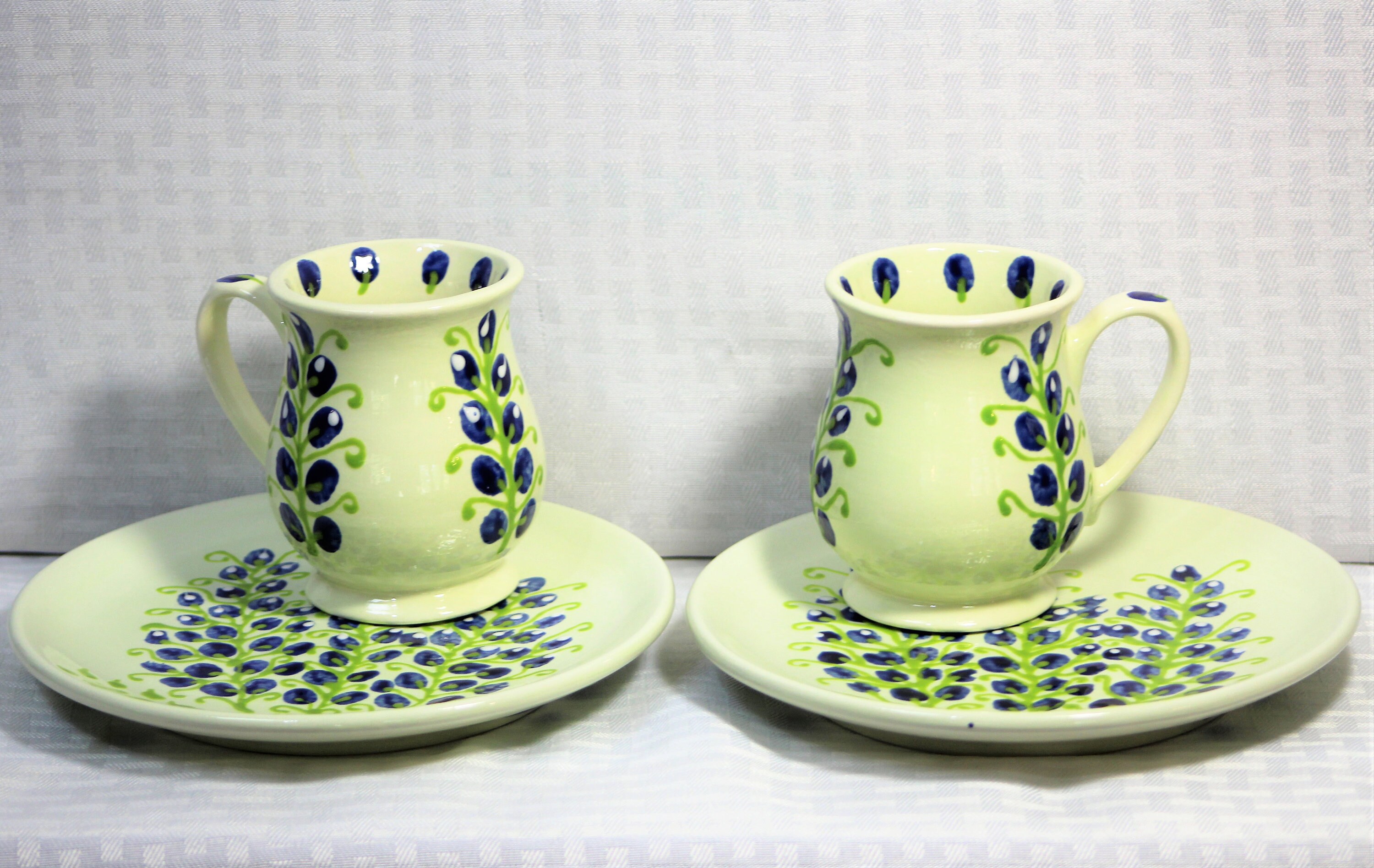 Hand Painted Texas Bluebonnet Plates and Mugs Celina by | Etsy