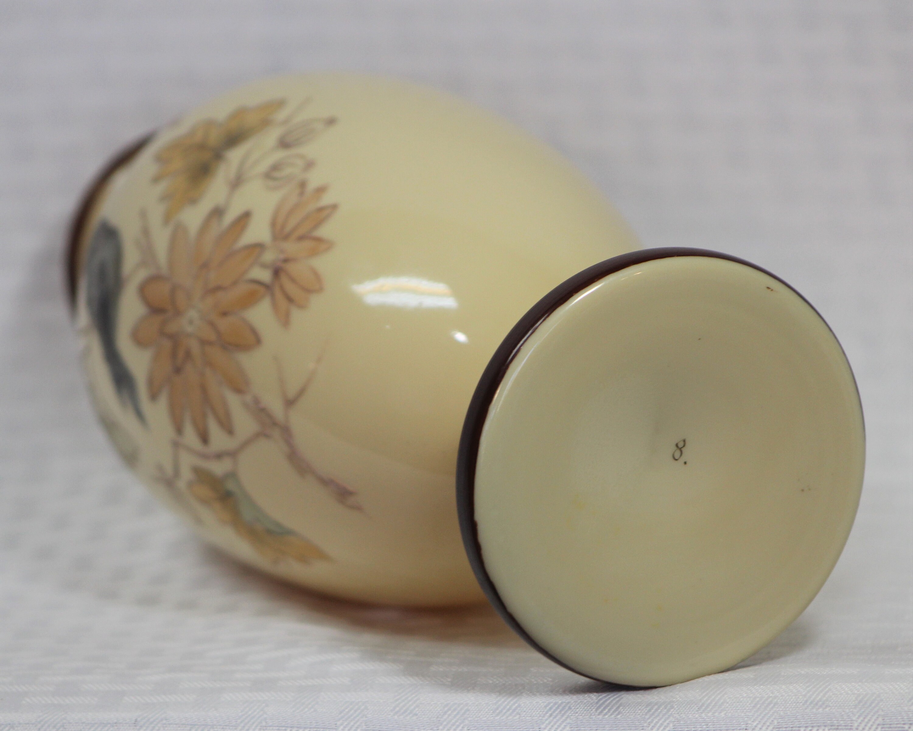 RARE Antique Bristol Glass Vase, Hand Enameled With Blue Bird, Flowers ...
