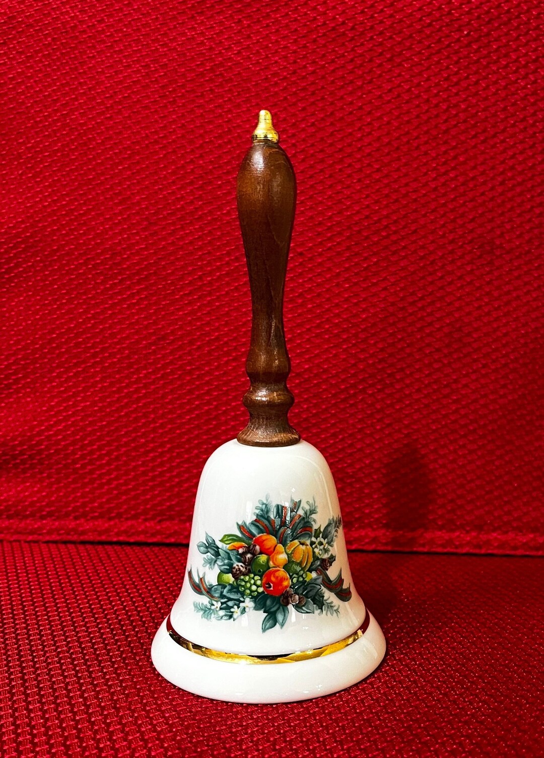 Avon Bell, Christmas 1985 With a Wooden Handle, Decorated With Fruit ...